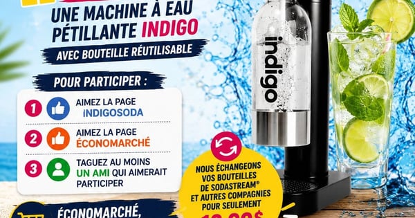 Concours Gagnez une machine à eau pétillante Indigo avec bouteille ...